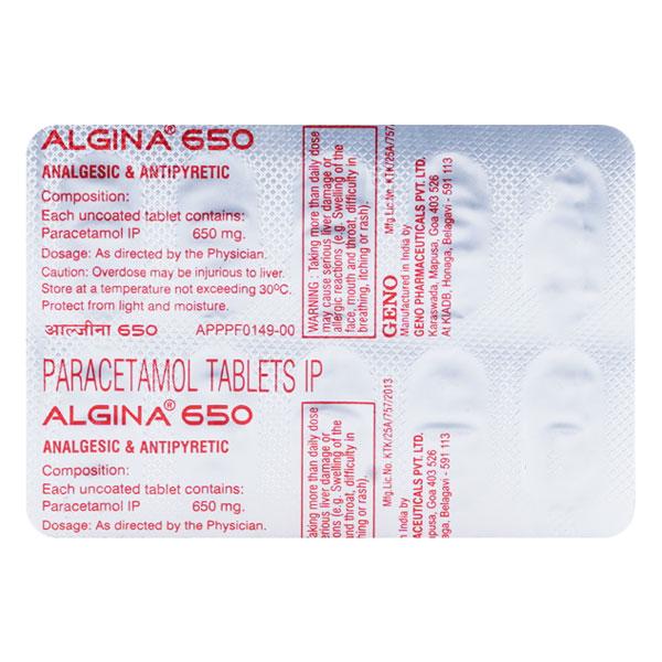 Algina 650mg Tablet 10'S : Price, Uses, Side Effects | Netmeds