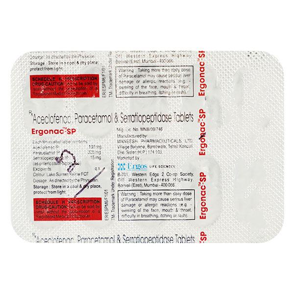 ERGONAC SP Tablet 10's Price, Uses, Side effects, Substitutes | Netmeds