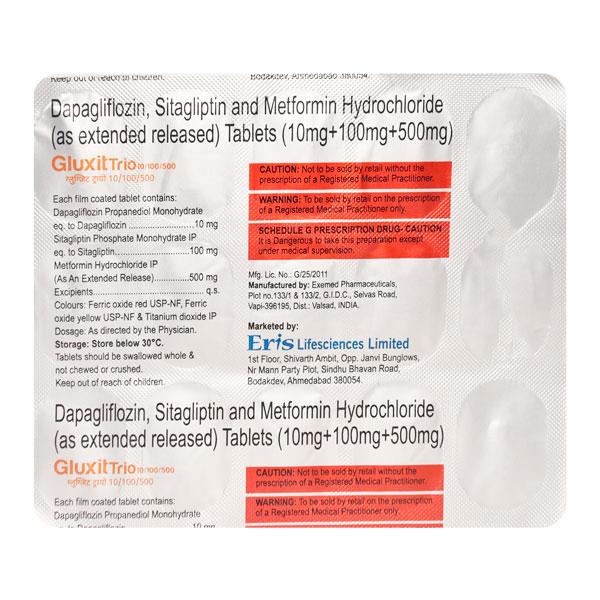 GLUXIT TRIO 10/100/500 Tablet 15's Price, Uses, Side effects ...