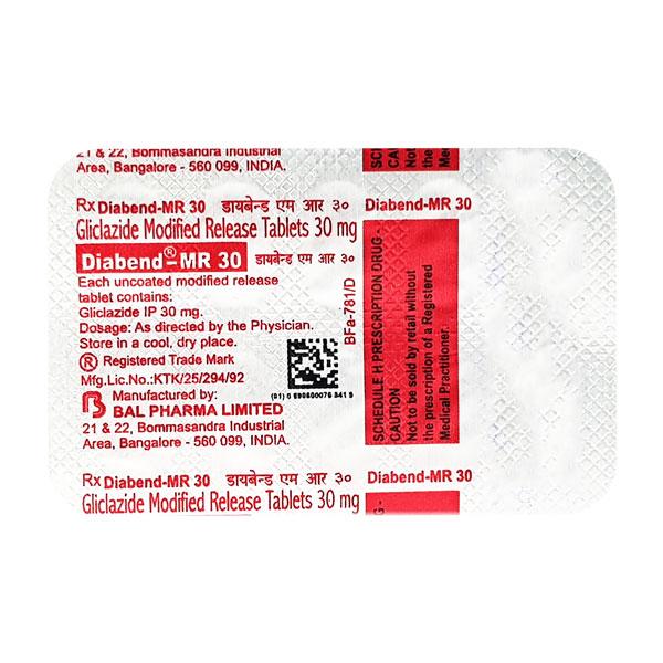 Diabend MR 30mg Tablet 10'S : Price, Uses, Side Effects | Netmeds