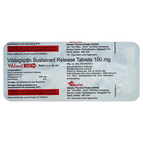 VILDANA SR 100 Tablet 10's : Price, Uses, Side Effects | Netmeds