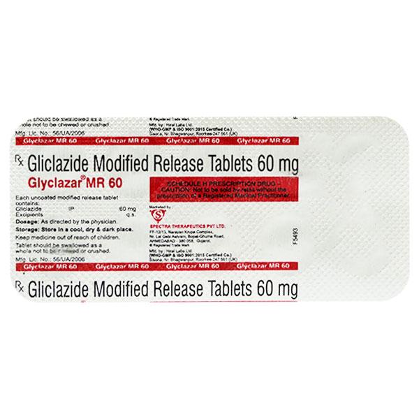 GLYCLAZAR MR 60 Tablet 10's : Price, Uses, Side Effects | Netmeds