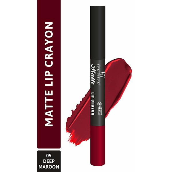 Buy Half N Half Matte Lip Crayon, 24H Super Stay, 05 Deep Maroon 3.5 gm ...