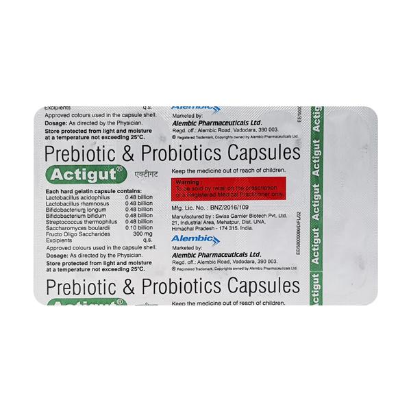 Actigut Capsule 10'S : Price, Uses, Side Effects | Netmeds