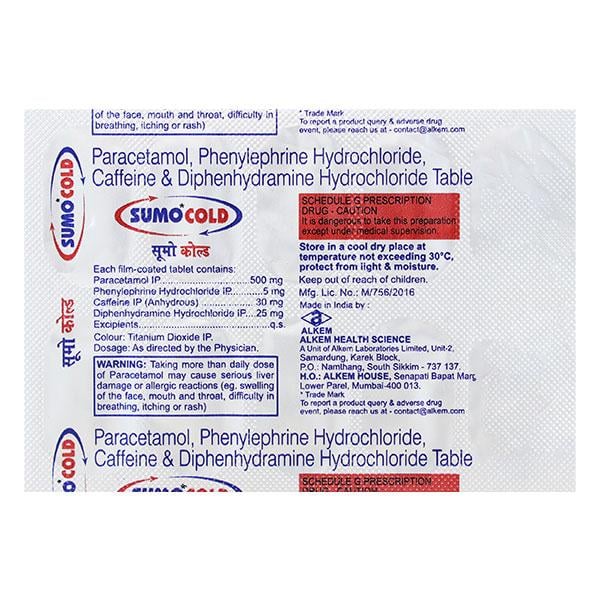 Buy Sumo Cold Tablet 10'S Online at Upto 25% OFF | Netmeds