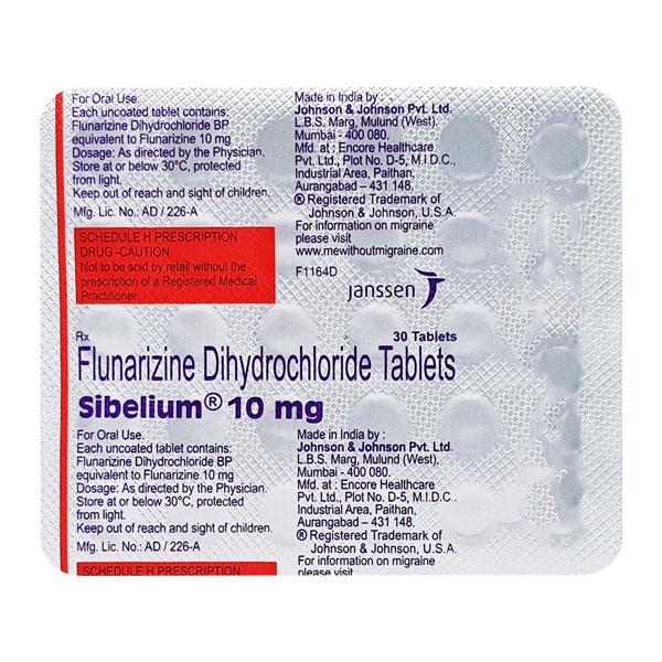 Sibelium 10mg Tablet 30'S - Price, Uses, Side Effects | Netmeds