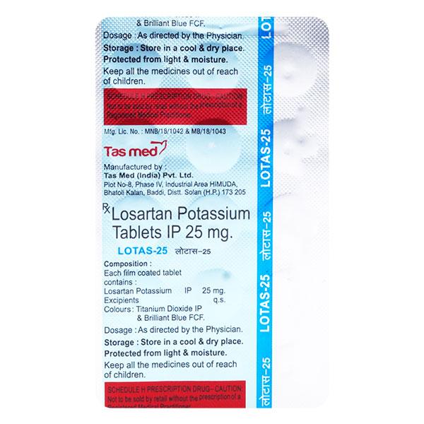 LOTAS 25 Tablet 15's : Price, Uses, Side Effects | Netmeds
