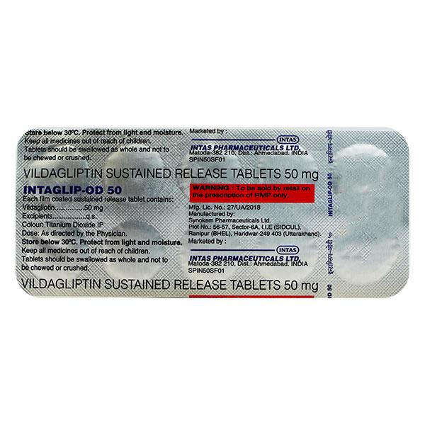 INTAGLIP OD 50 Tablet 10's : Price, Uses, Side Effects | Netmeds