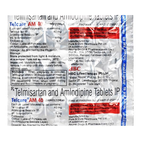 TELCURE AM 40 Tablet 15's Price, Uses, Side effects, Substitutes | Netmeds