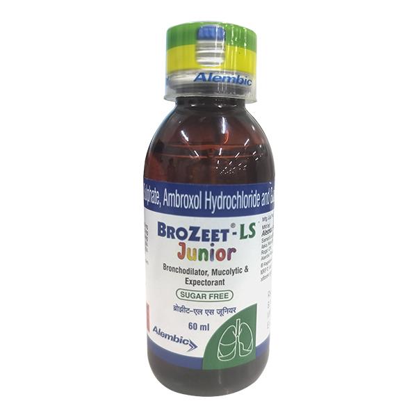 Buy BROZEET LS JUNIOR SUGAR FREE Expectorant 60ml Online at Upto 25% ...