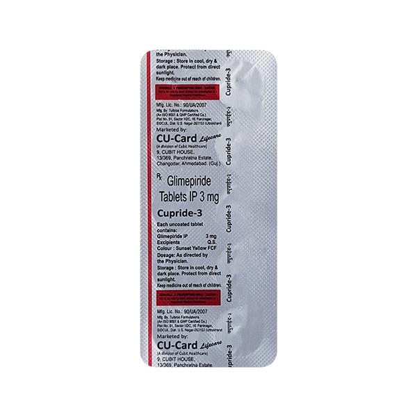 CUPRIDE 3 Tablet 10's : Price, Uses, Side Effects | Netmeds