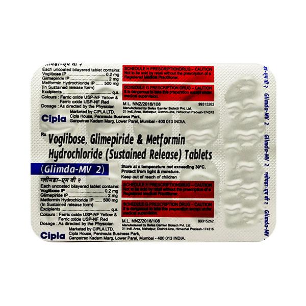 Glimda MV 2mg Tablet 10'S : Price, Uses, Side Effects | Netmeds