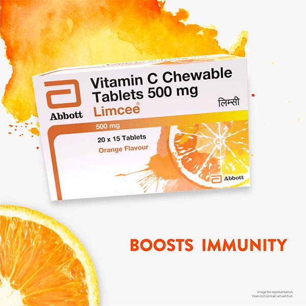 Buy LIMCEE ORANGE FLAVOUR 500mg Chewable Tablet 15's Online at Upto 25% ...