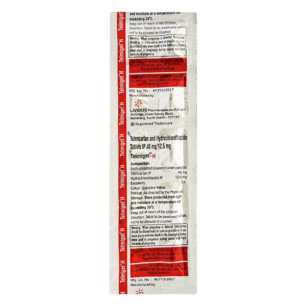 TELMIGET H Tablet 10's : Price, Uses, Side Effects | Netmeds