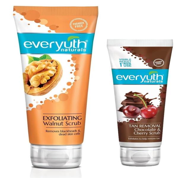 Everyuth Naturals Exfoliating Walnut scrub 100g + Tan removal chocolate ...