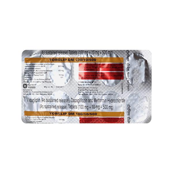 Buy TORGLIP DM 100/10/500 Tablet 10's Online | Netmeds