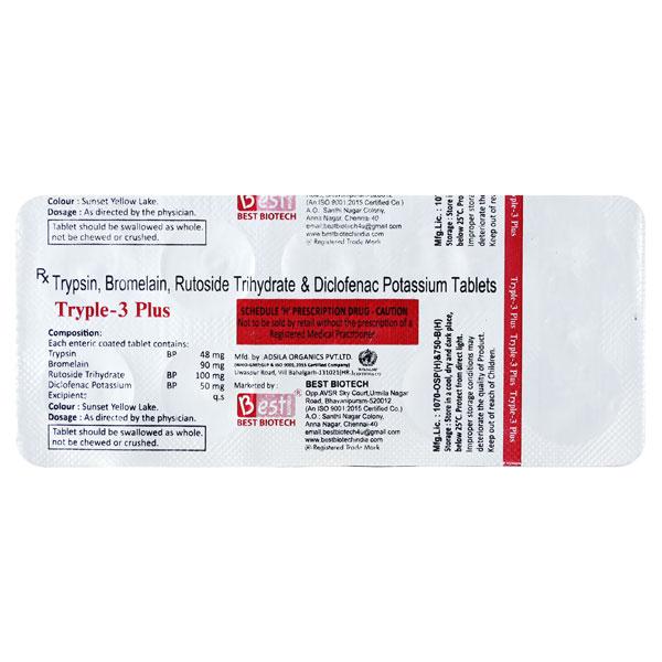 TRYPLE 3 PLUS Tablet 10's Price, Uses, Side effects, Substitutes | Netmeds