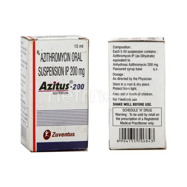 Buy Azitus 200mg Suspension 15ml Online at Upto 25% OFF | Netmeds