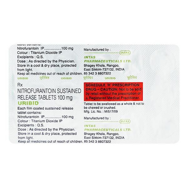 Uribid 100mg Tablet 15'S Price, Uses, Side effects, Substitutes | Netmeds