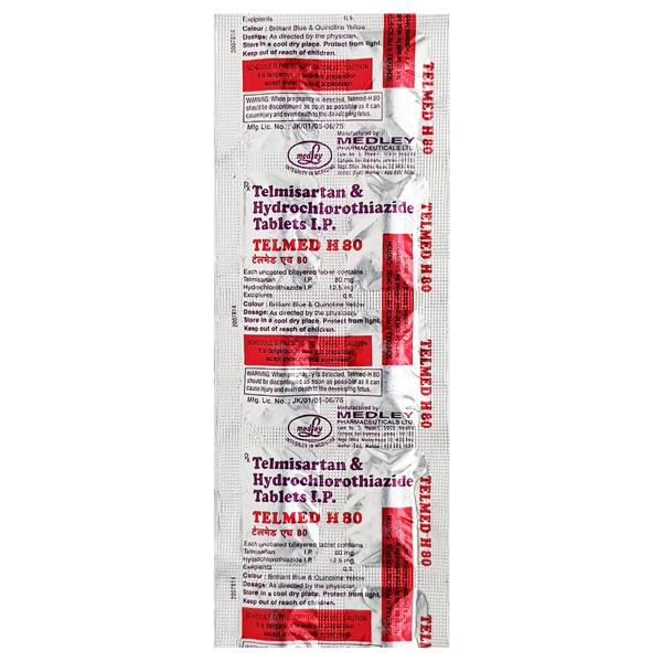 Telmed H 80mg Tablet 10'S : Price, Uses, Side Effects | Netmeds
