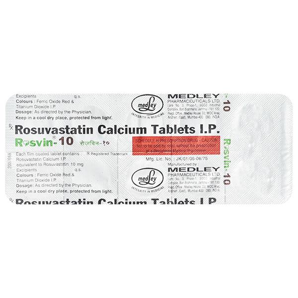 Rosvin 10mg Tablet 10'S Price, Uses, Side effects, Substitutes | Netmeds