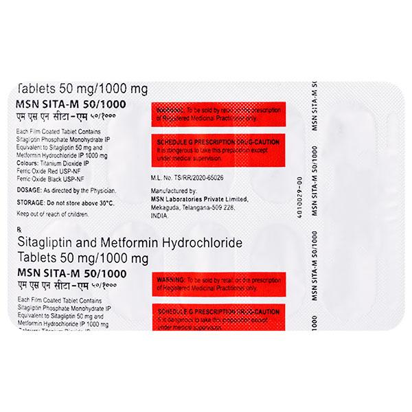 Buy MSN SITA M 50/1000 Tablet 10's Online at Upto 25% OFF | Netmeds