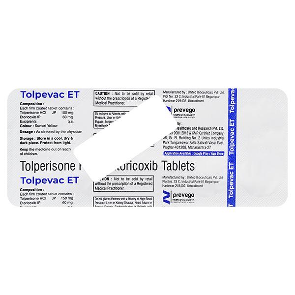 TOLPEVAC ET Tablet 10's Price, Uses, Side effects, Substitutes | Netmeds