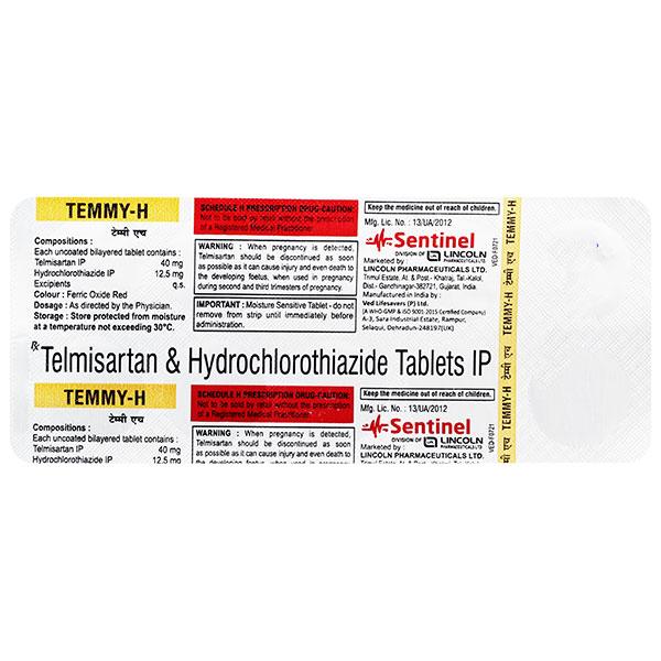 Temmy H 40/12.5mg Tablet 10'S : Price, Uses, Side Effects | Netmeds