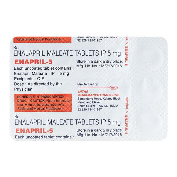 Enapril 5mg Tablet 15'S : Price, Uses, Side Effects | Netmeds