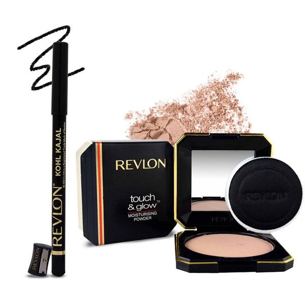 Buy Revlon Touch & Glow Gold Matte Moisturising Powder & Black Kohl ...