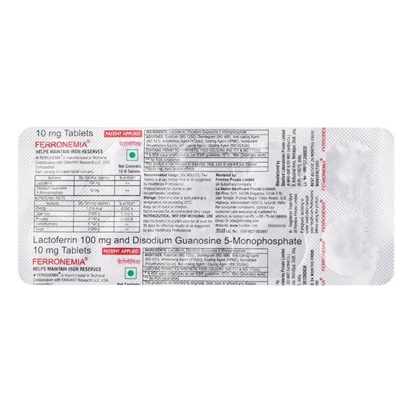 Ferronemia Tablet 10'S Price, Uses, Side effects, Substitutes | Netmeds