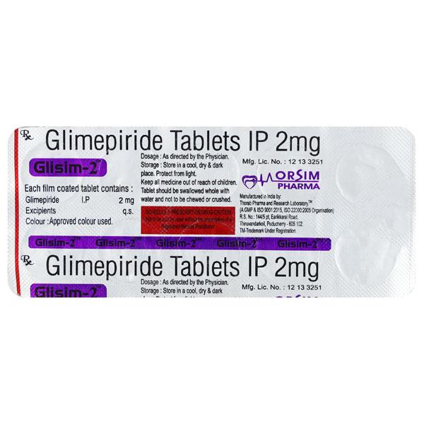 GLISIM 2mg Tablet 10's : Price, Uses, Side Effects | Netmeds