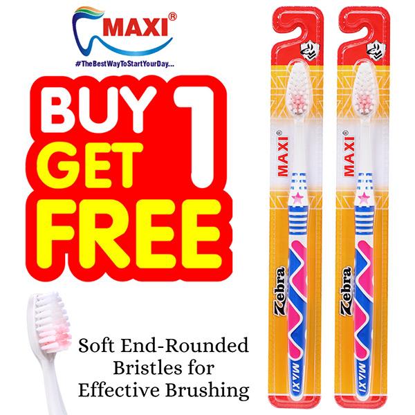 MAXI Zebra Toothbrush - Soft/Medium (1 Get 1 Free) 1's Online at Best ...