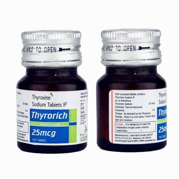 Thyrorich 25Mcg Tablet 100'S Price, Uses, Side effects, Substitutes ...