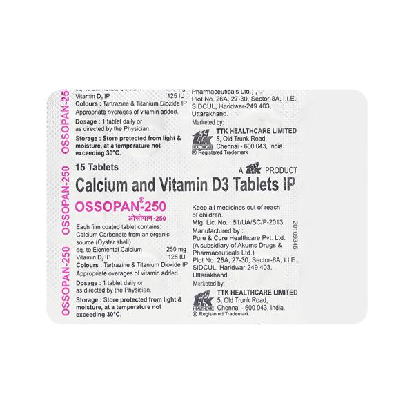 Ossopan 250mg Tablet 15'S : Price, Uses, Side Effects | Netmeds