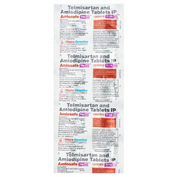 Amlosafe TM 80mg Tablet 10'S : Price, Uses, Side Effects | Netmeds