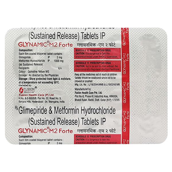Glynamic M Forte 2Mg Tablet 10's Price, Uses, Side effects, Substitutes ...