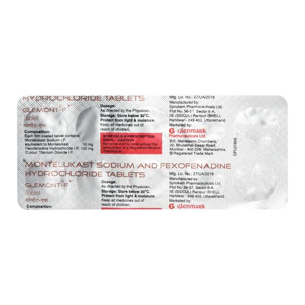 Buy Glemont F Tablet 10'S Online at Upto 25% OFF | Netmeds