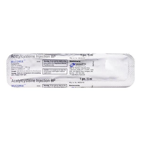Mucomix 1000mg Injection 5ml Price, Uses, Side effects, Substitutes ...