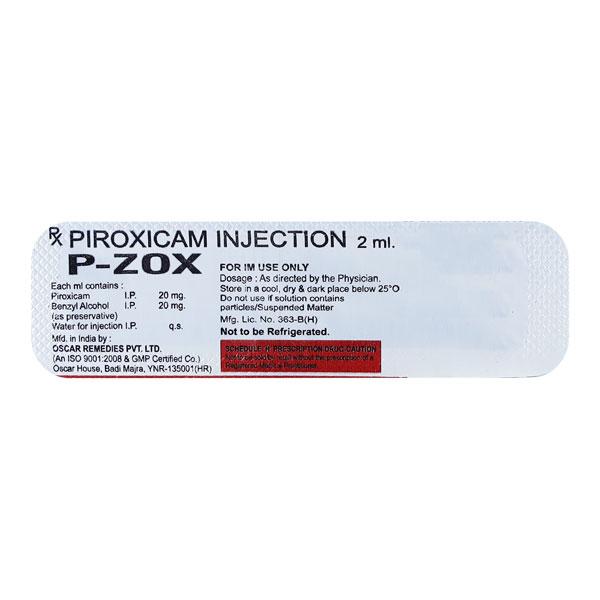 P ZOX Injection 2ml Price, Uses, Side effects, Substitutes | Netmeds