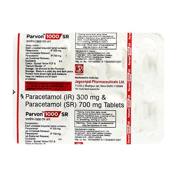Buy PARVON SR 1000 Tablet 10's Online at Upto 25% OFF | Netmeds