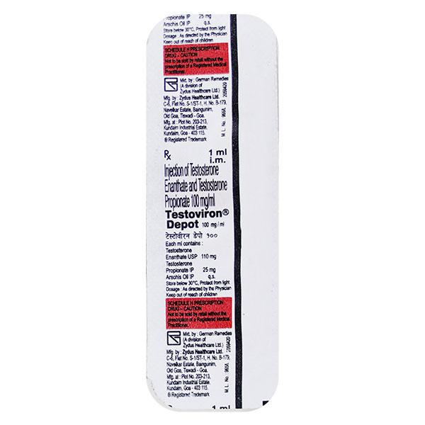 Testoviron Depot 100 Injection 1ml Price, Uses, Side effects ...
