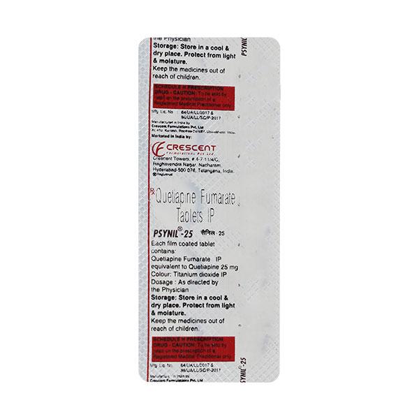 Buy PSYNIL 25 Tablet 10's Online at Upto 25% OFF | Netmeds