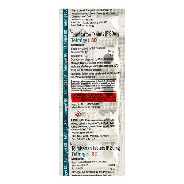 Telmiget 80mg Tablet 10'S : Price, Uses, Side Effects | Netmeds
