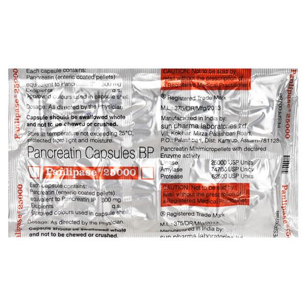Panlipase 25000 Capsule 10'S : Price, Uses, Side Effects | Netmeds