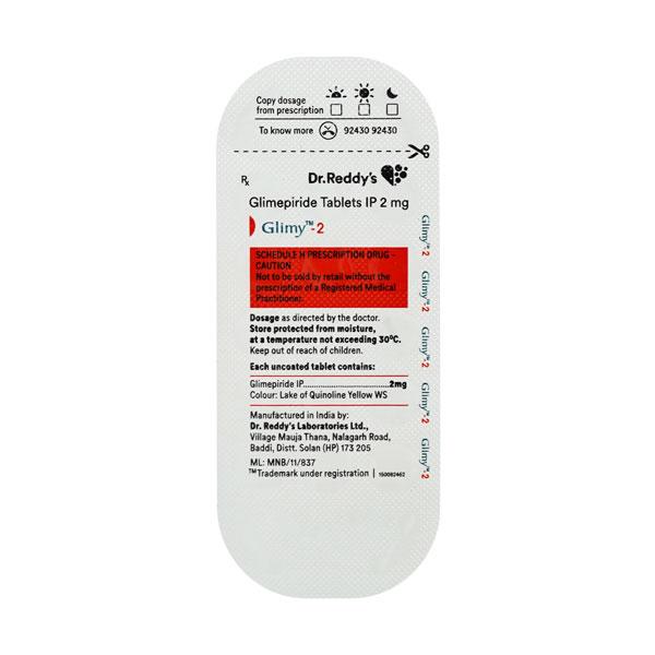 Glimy 2mg Tablet 14'S : Price, Uses, Side Effects | Netmeds