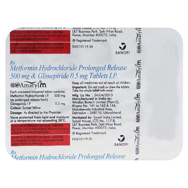 SEMI AMARYL M Tablet 10's : Price, Uses, Side Effects | Netmeds