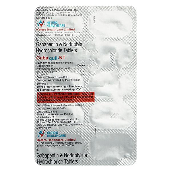 GABAQUIL NT 400 Tablet 10's Price, Uses, Side effects, Substitutes ...