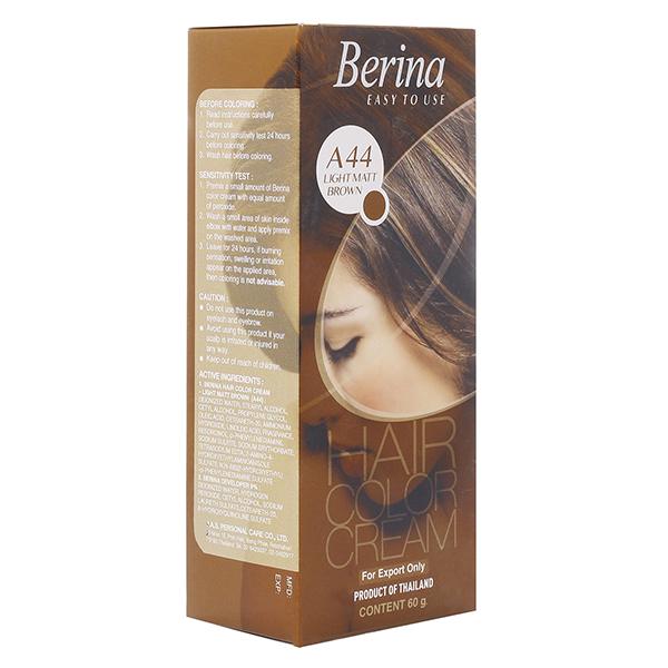 Buy Berina A44 Light Matt Brown Hair Color Cream 60 gm Online at ...