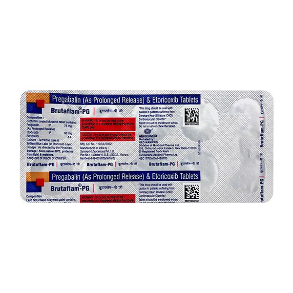 BRUTAFLAM PG Tablet 10's Price, Uses, Side effects, Substitutes | Netmeds